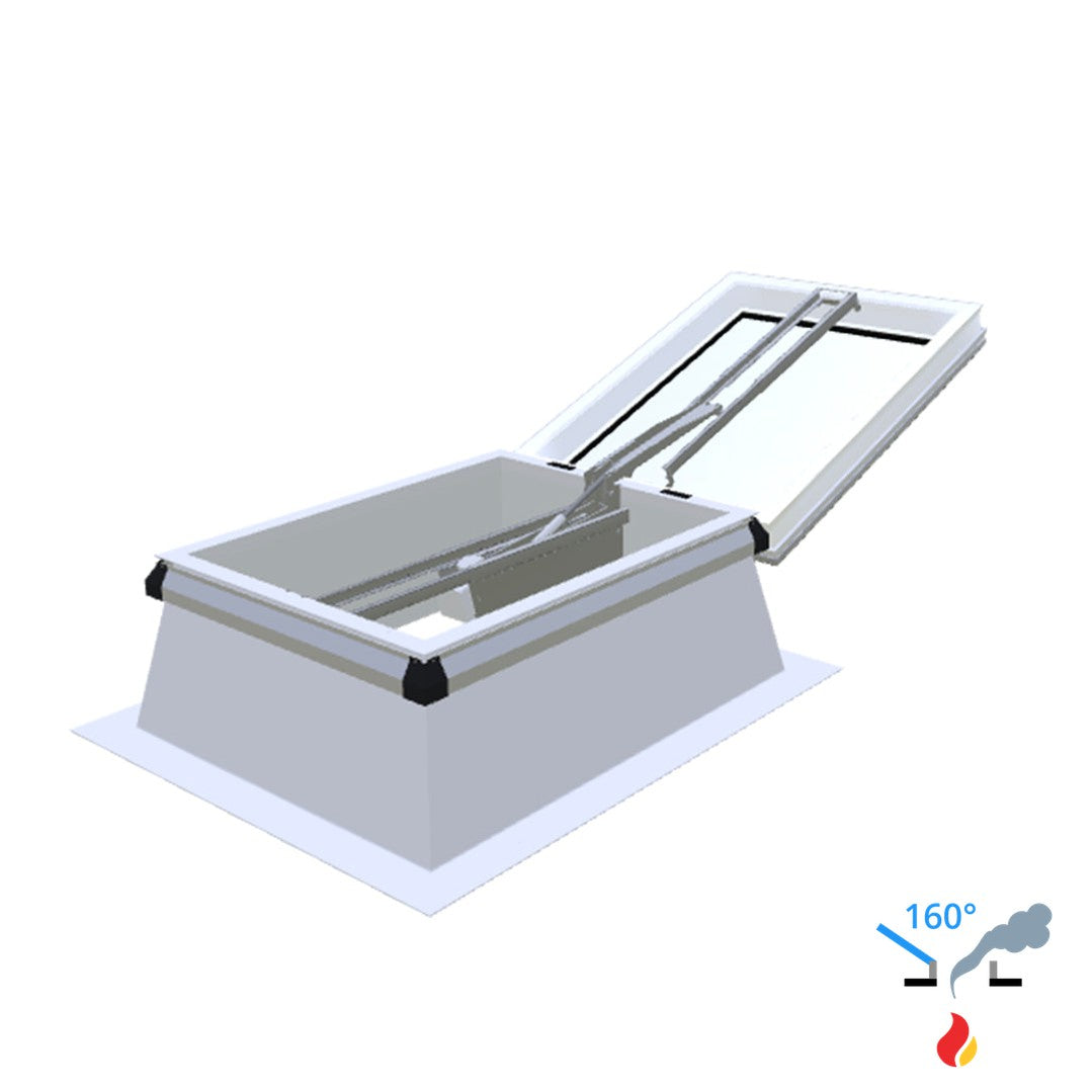 Skylux 160° CE with skylight and polyester curb 50/20 with LM-actuator