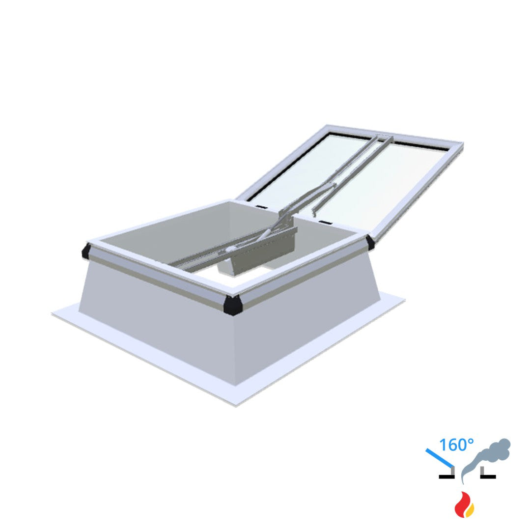 Skylux 160° CE met koepel en polyester opstand 50/20 met dubbele LM-mo
