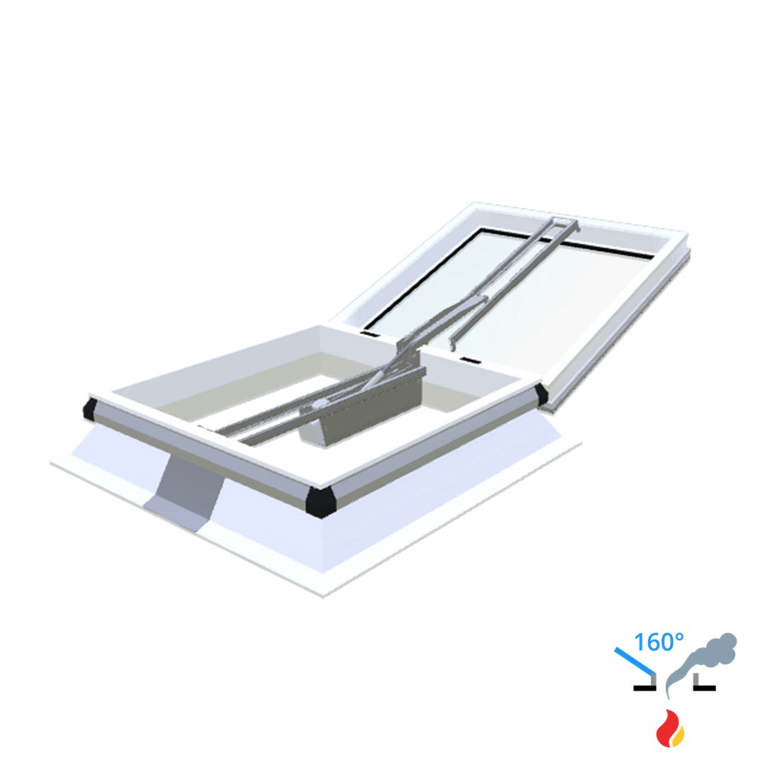 Skylux 160° CE with skylight and PVC curb 30/20 with double LM-actuato