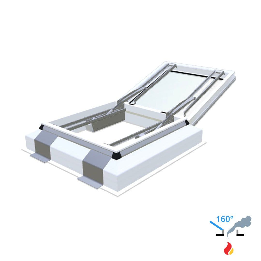 Skylux 160° CE with skylight and PVC curb 35/30 with double LM-actuato